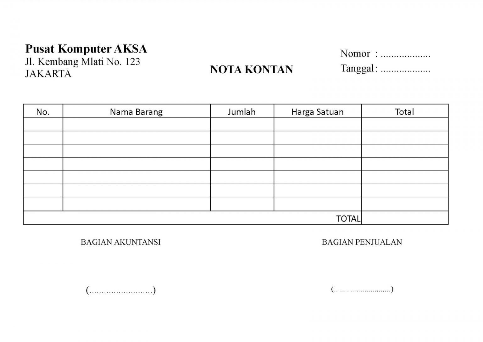 Contoh Nota Kontan Penjualan yang Baik dan Benar, Gratis!