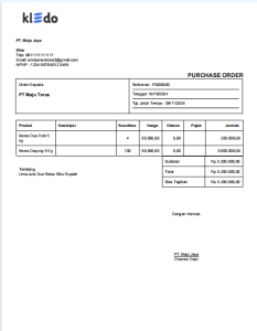Download Template Purchase Order Gratis PDF dan Word