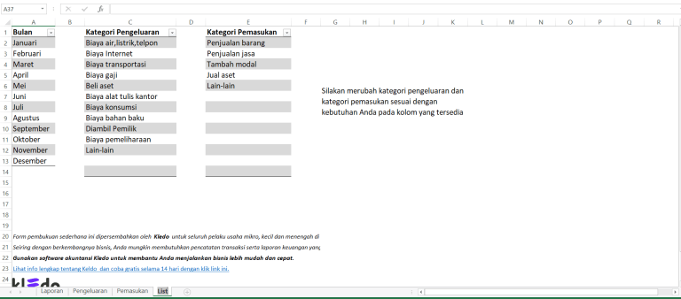 Contoh Pembukuan Keuangan Sederhana dan Template Excelnya - Kledo Blog