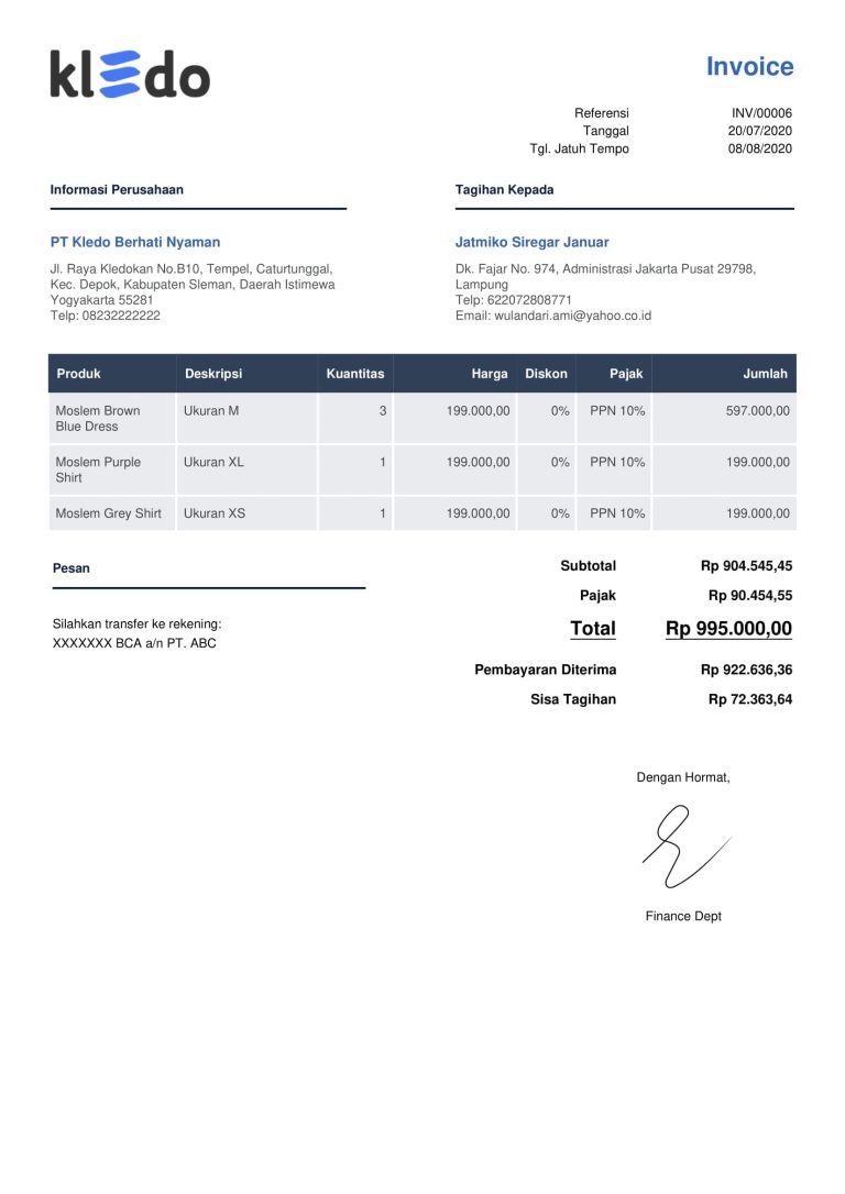 10 Tips dalam Membuat Desain Invoice Terbaik dan Contohnya - Kledo