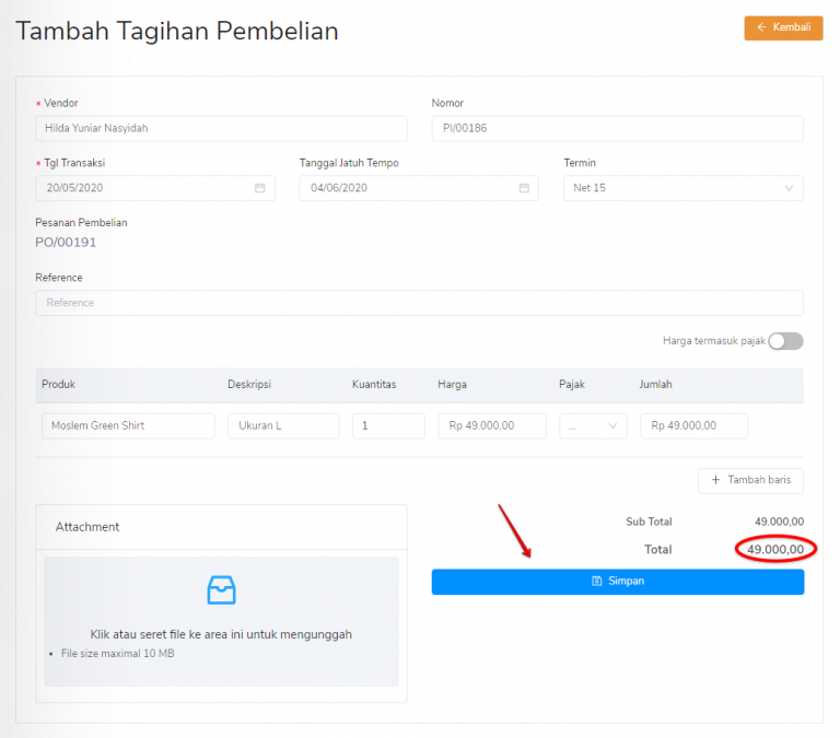 Status Transaksi Pesanan Pembelian (Purchase Order) - Kledo