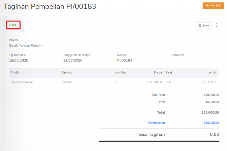Cara Mencatat Pembayaran Tagihan Pembelian (Purchase Invoice)