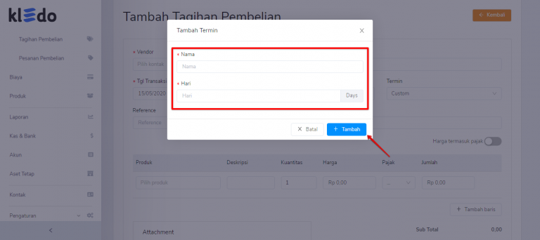 Cara Mengatur Termin Tagihan Pembelian (Purchase Invoice)