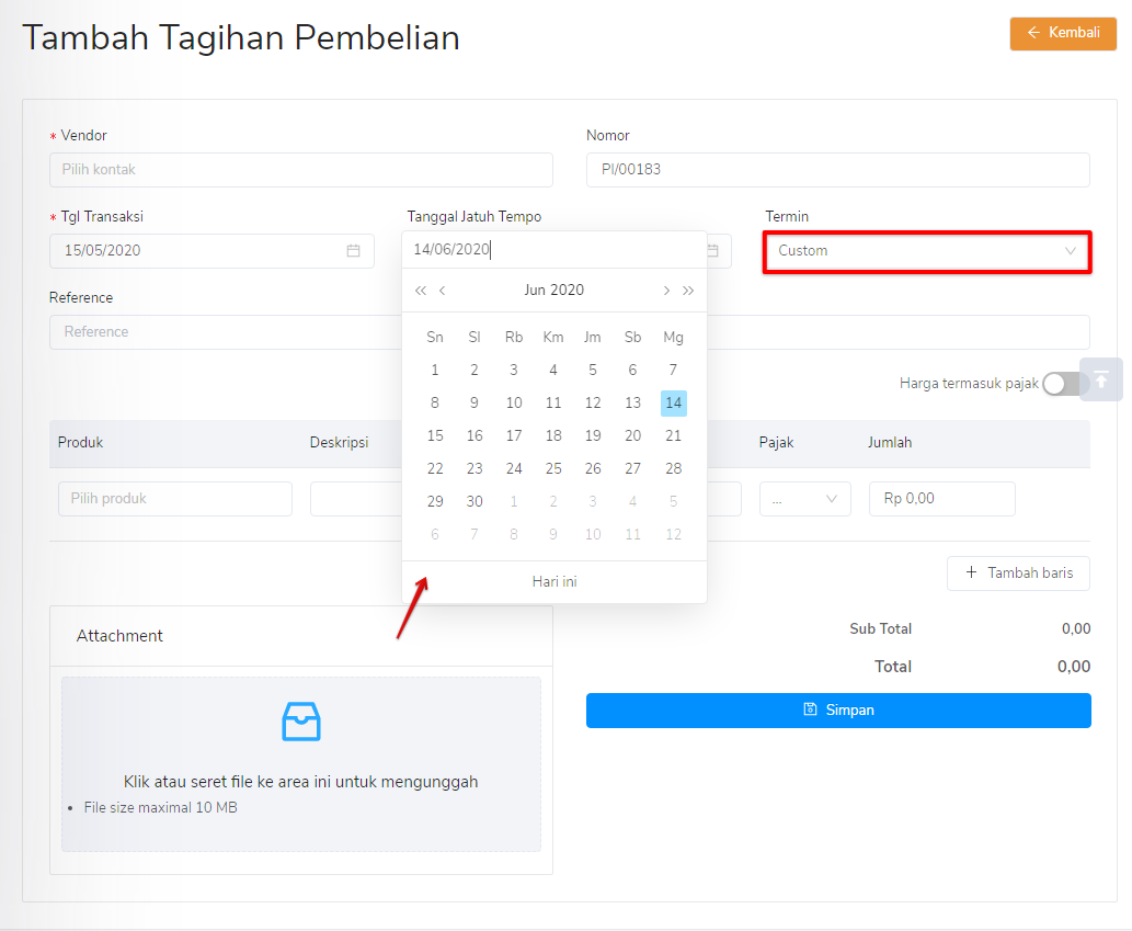 Cara Mengatur Termin Tagihan Pembelian (Purchase Invoice)