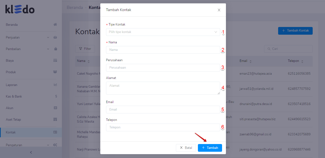 Cara Membuat Kontak - Software Akuntansi Kledo