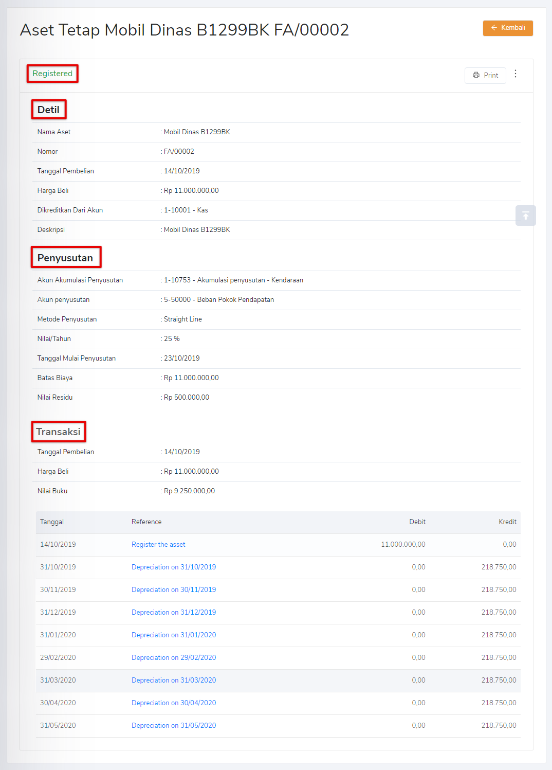 Cara Melihat Detail Aset Tetap - Software Akuntansi Kledo