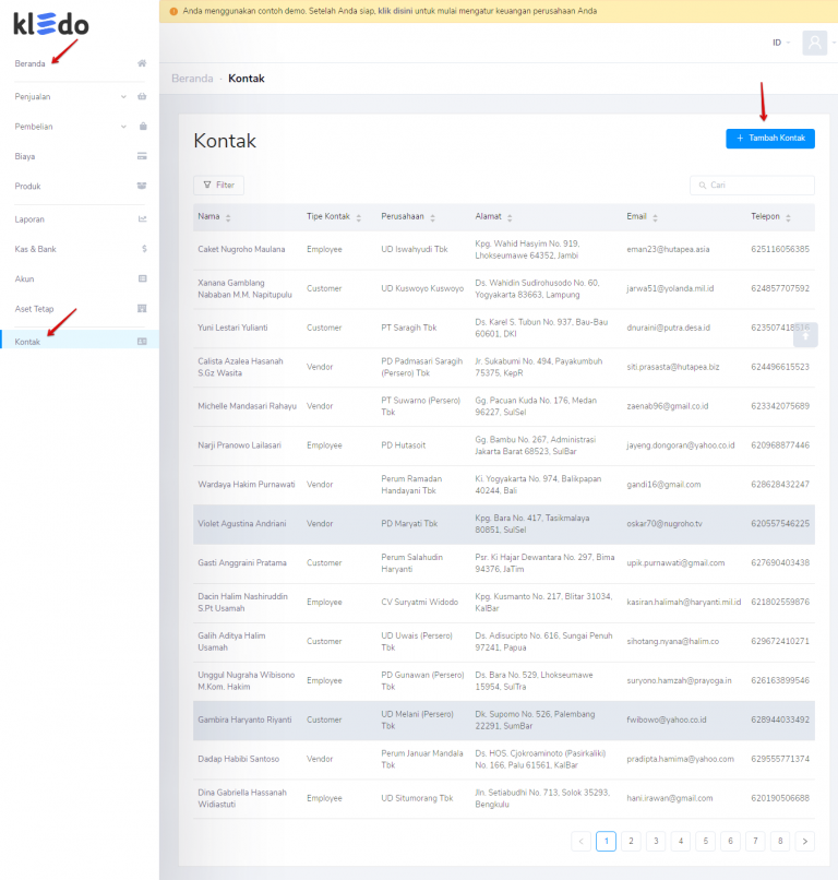 Cara Membuat Kontak - Software Akuntansi Kledo