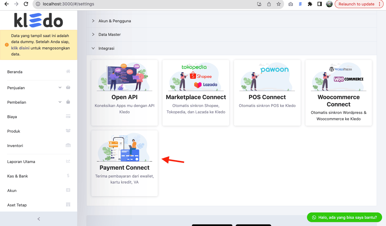 Cara Melakukan Payment Connect Midtrans - Fitur Kledo